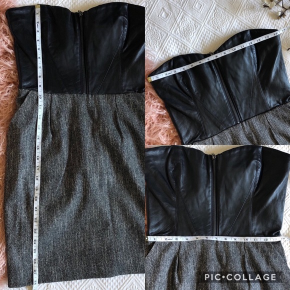 bebe | Dresses | Nwt Bebe Leather Bustier Corset Wool Tweed Dress 8 ...